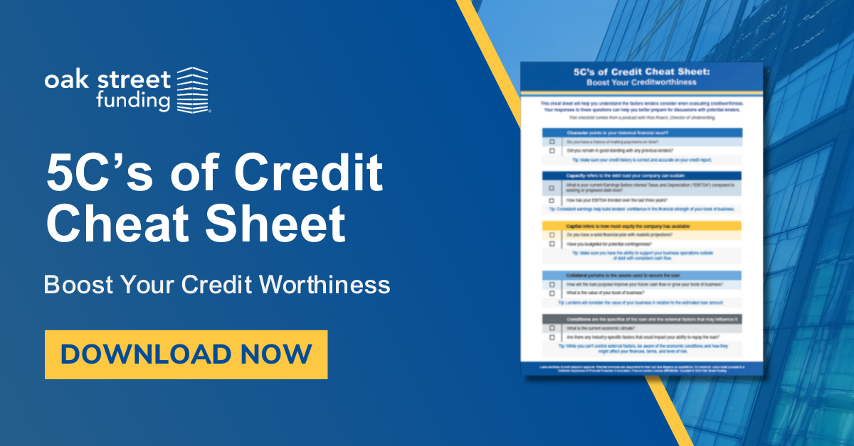 5C's of Credit Cheat Sheet | Oak Street Funding